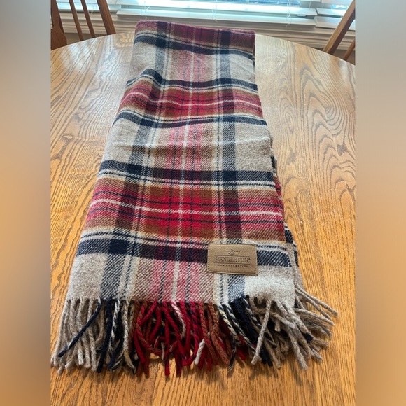 Pendleton | Other | Pendleton Home Collection Fringed Wool Blanket Motor Stadium Throw Tan Plaid ...